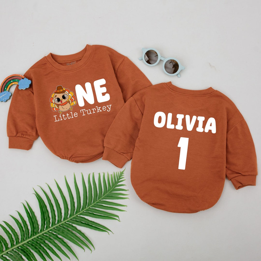 Personalized One Little Turkey Romper, Turkey Baby Romper, 1st Birthday ...
