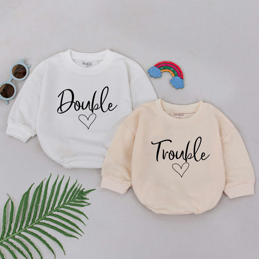 Double Trouble Baby Romper, Best Friends Twin Romper, Besties Bodysuit ...