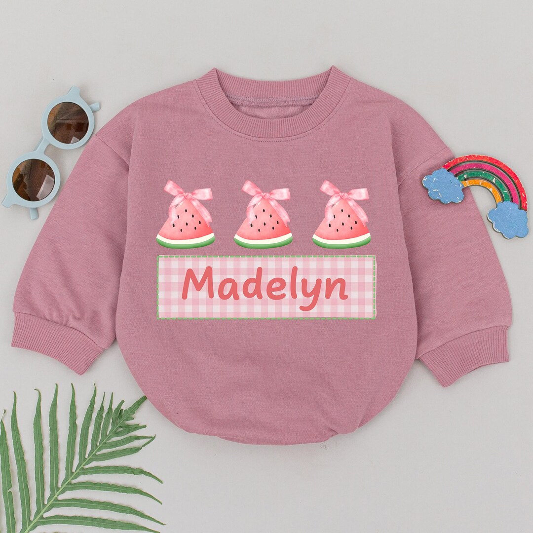 Personalized Name Watermelon Romper, 1st Birthday Girl Shirt, Baby Girl ...