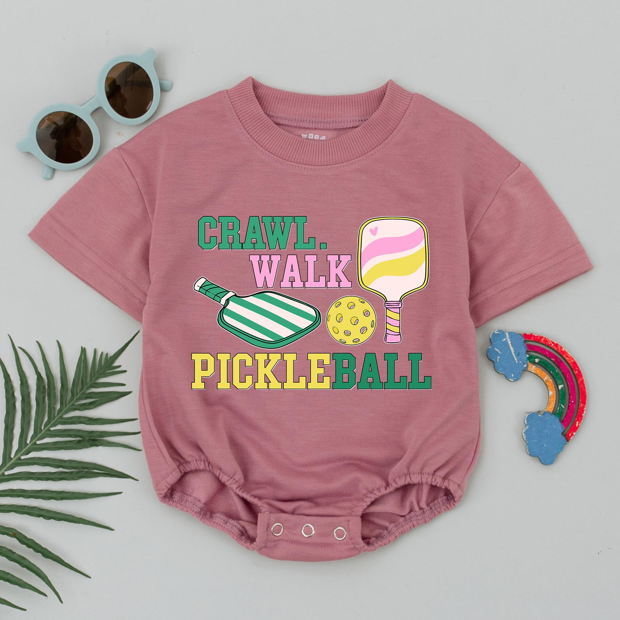 Crawl Walk Pickleball Baby Romper, Pickleball Baby Bodysuit, Pickleball ...