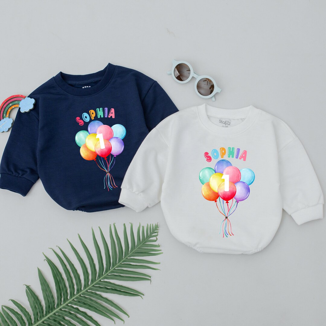 Balloon First Birthday Romper, Birthday Balloon Romper, First Birthday ...