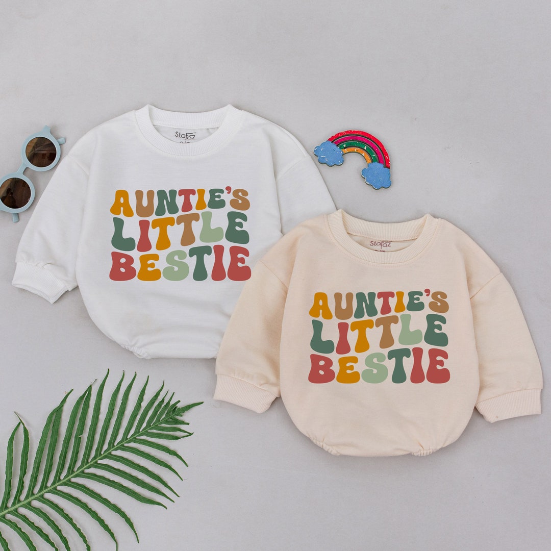 Retro Auntie’s Little Bestie Romper, Baby Outfit, Mother's Day Gift ...