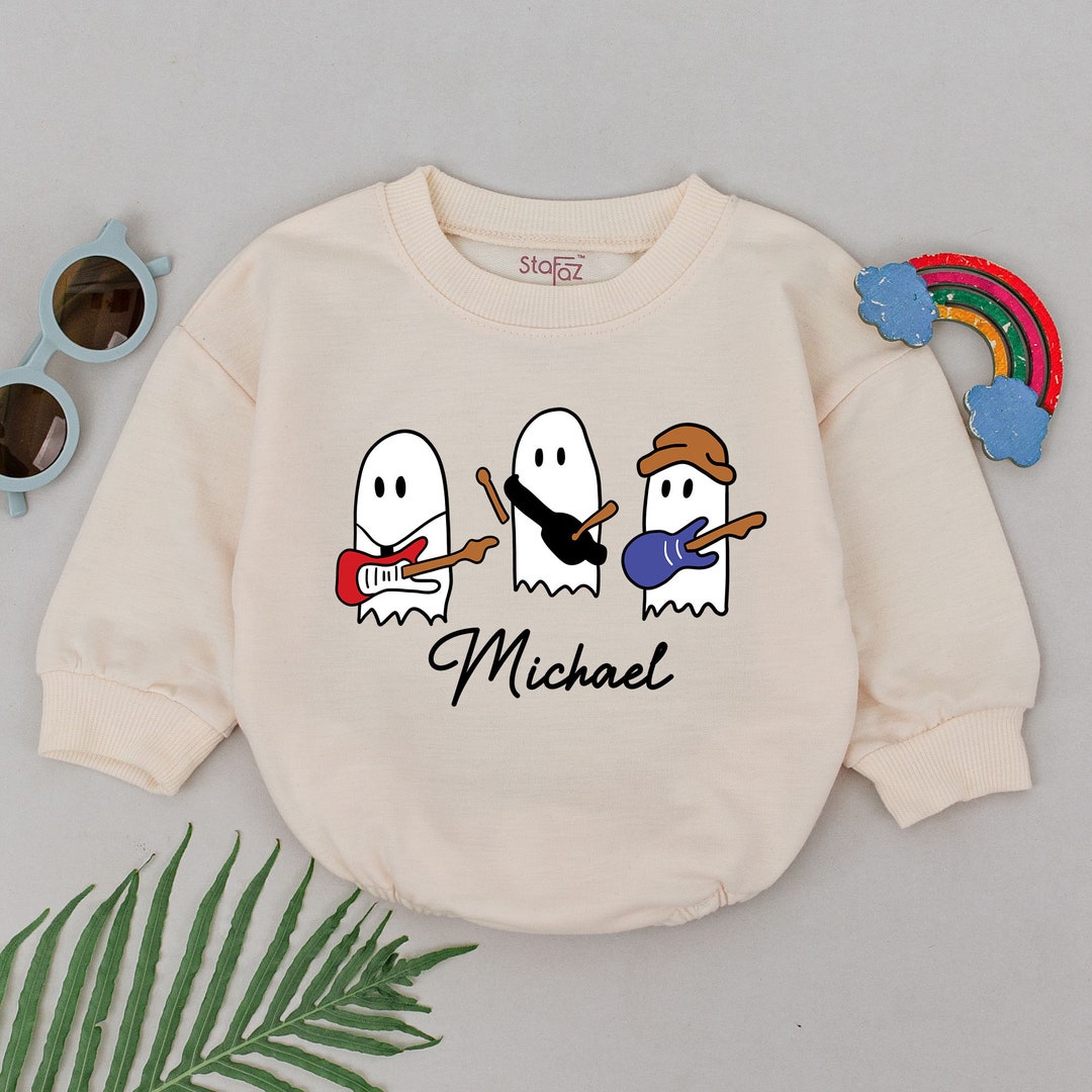 Personalized Baby Ghost Romper, Boo Rock, 1st Halloween Baby Romper ...
