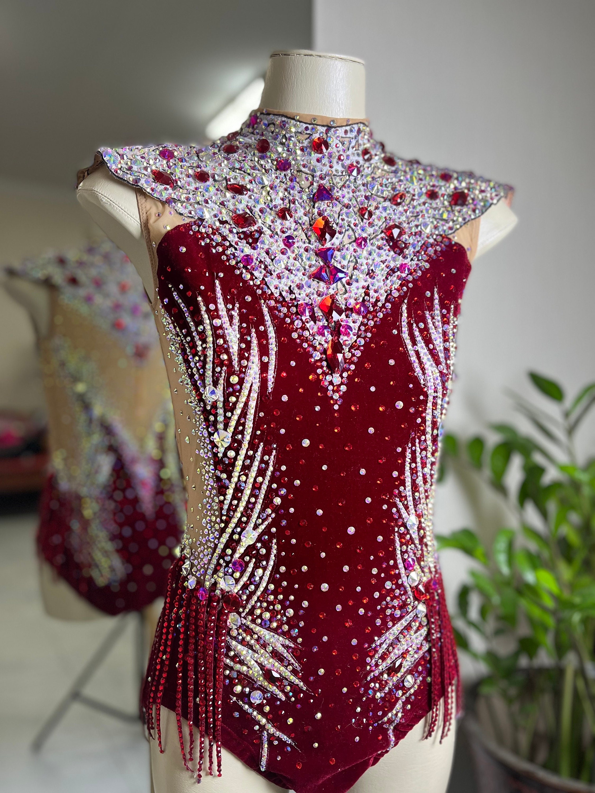 HANDMADE Dance Costume Customizable Jazz Solo Costume Red Fully ... HANDMADE Dance Costume Customizable Jazz Solo Costume Red Fully ...