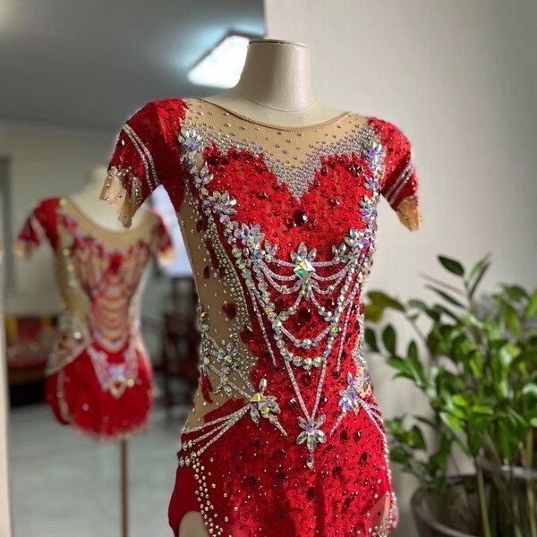 Red Leotard Dance Costume - Etsy