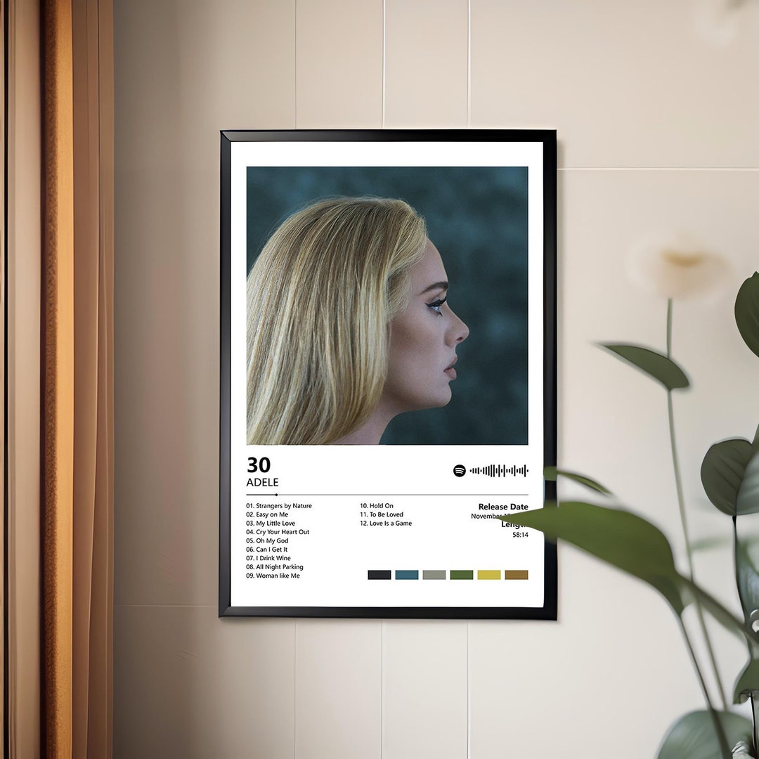 30 Adele Album Music Poster, Adele Poster, 30 Album Tracklist, Album Cover Poster, Music & Movie ...