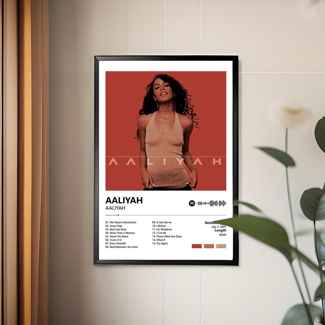 Aaliyah Album Music Poster, Aaliyah Poster, Aaliyah Tracklist Print, Album Cover Poster, Music ...