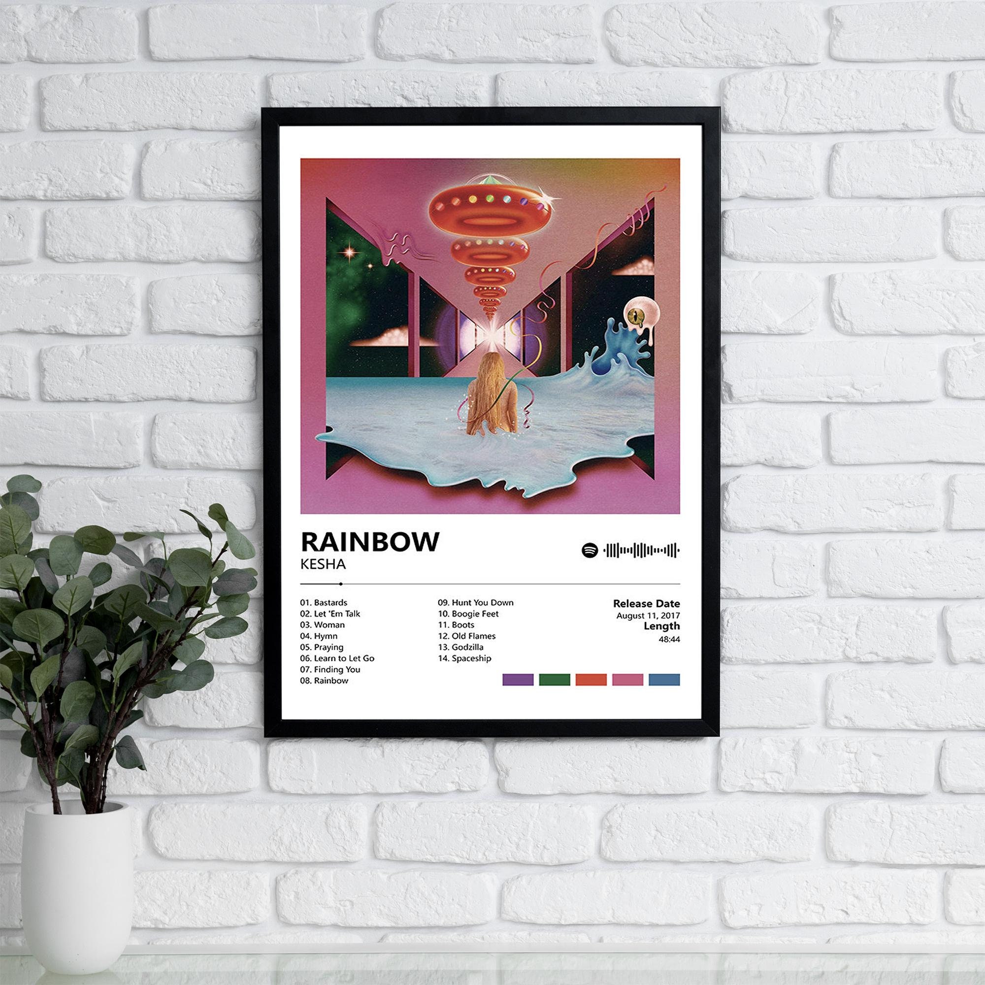 Rainbow Album Music Poster, Kesha Poster, Rainbow Tracklist Print ...