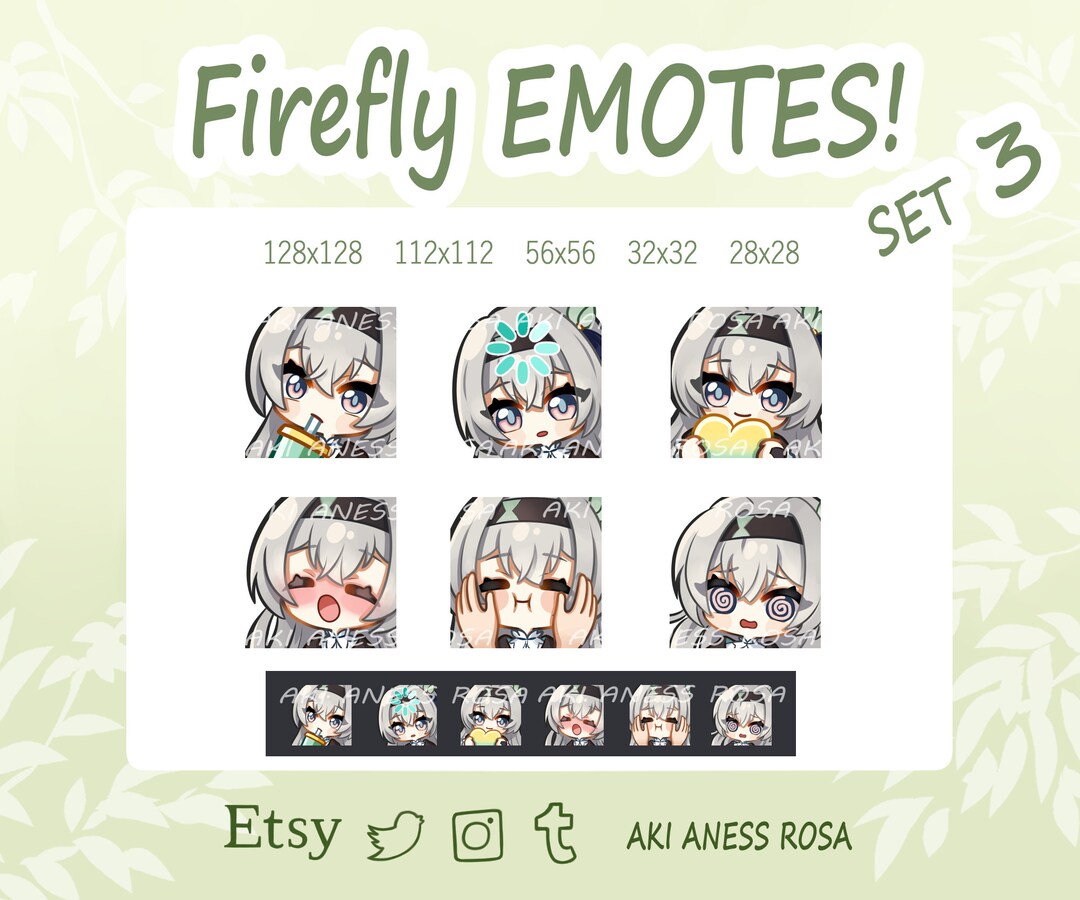 Firefly Emotes SET 3 for Twitch, Discord, Youtube | Stream - Honkai ...