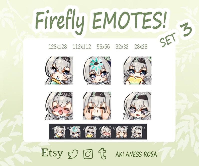Firefly Emotes SET 3 for Twitch, Discord, Youtube Stream Honkai Star ...