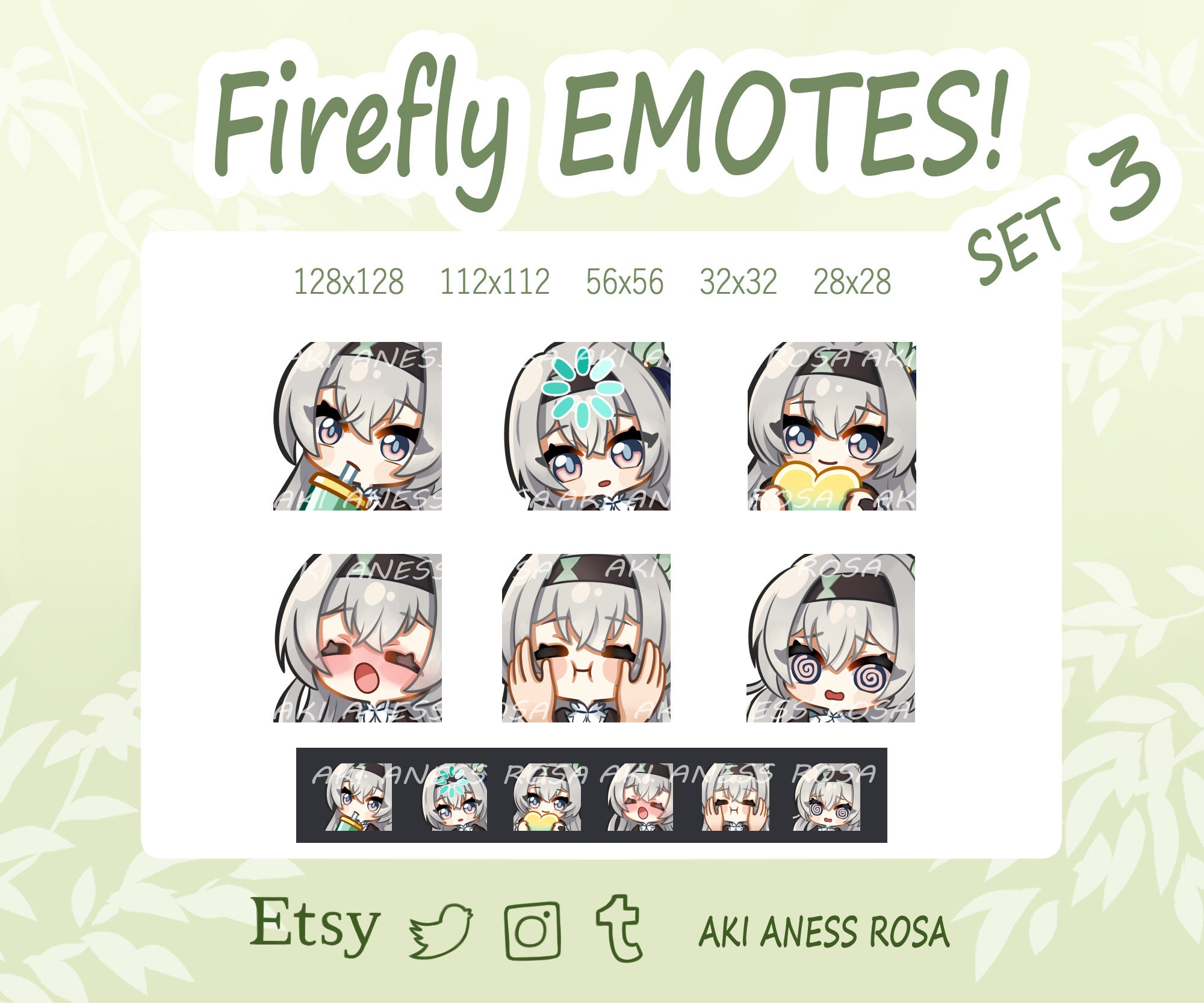 Firefly Emotes SET 3 for Twitch, Discord, Youtube | Stream - Honkai ...