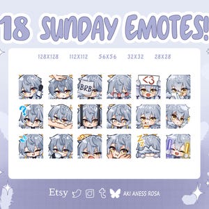 18 Sunday Emotes Pack for Twitch, Discord, Youtube | Stream - Honkai ...