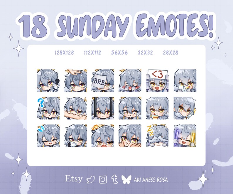18 Sunday Emotes Pack for Twitch, Discord, Youtube | Stream - Honkai ...