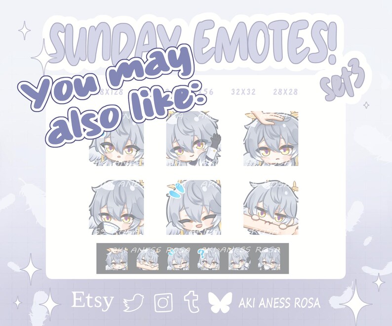 18 Sunday Emotes Pack for Twitch, Discord, Youtube | Stream - Honkai ...