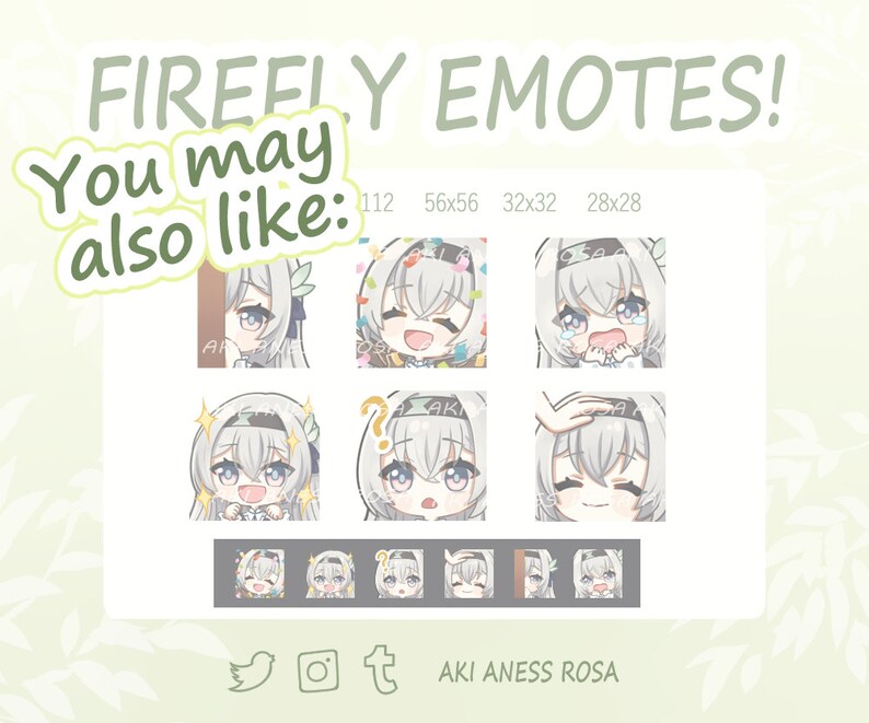 Firefly Emotes SET 3 for Twitch, Discord, Youtube | Stream - Honkai ...