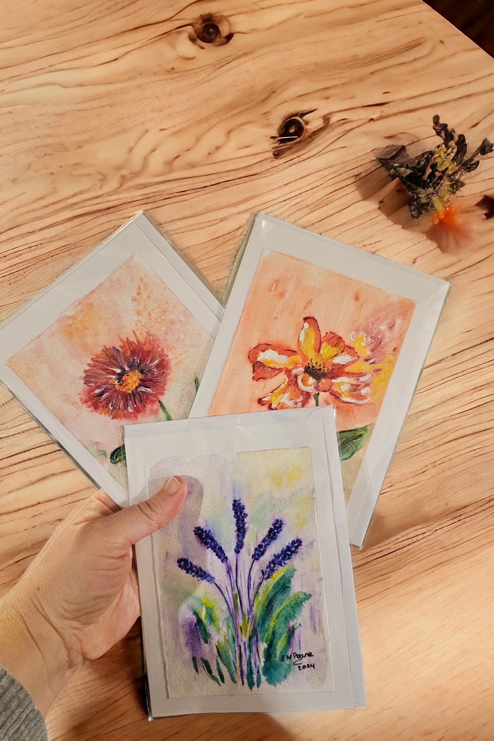 Set of 3 Hand Painted Cards. A Perfect Addition for Any Room or a ...