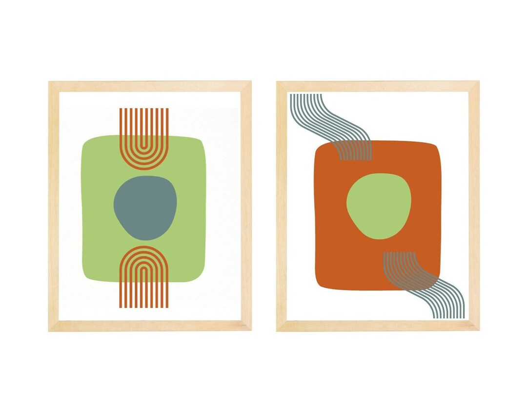 Retro Abstract Printable Poster Mid Century Modern Abstract Digital ...