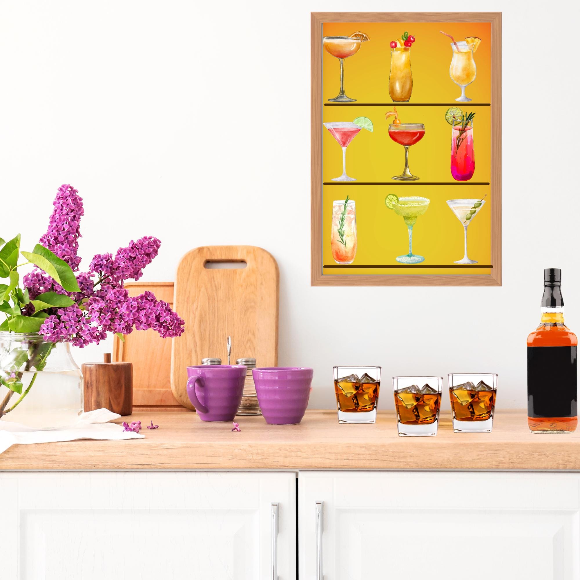 Digital Print Cocktail Poster for Bar Drinks Poster for Bar Area Bar ...