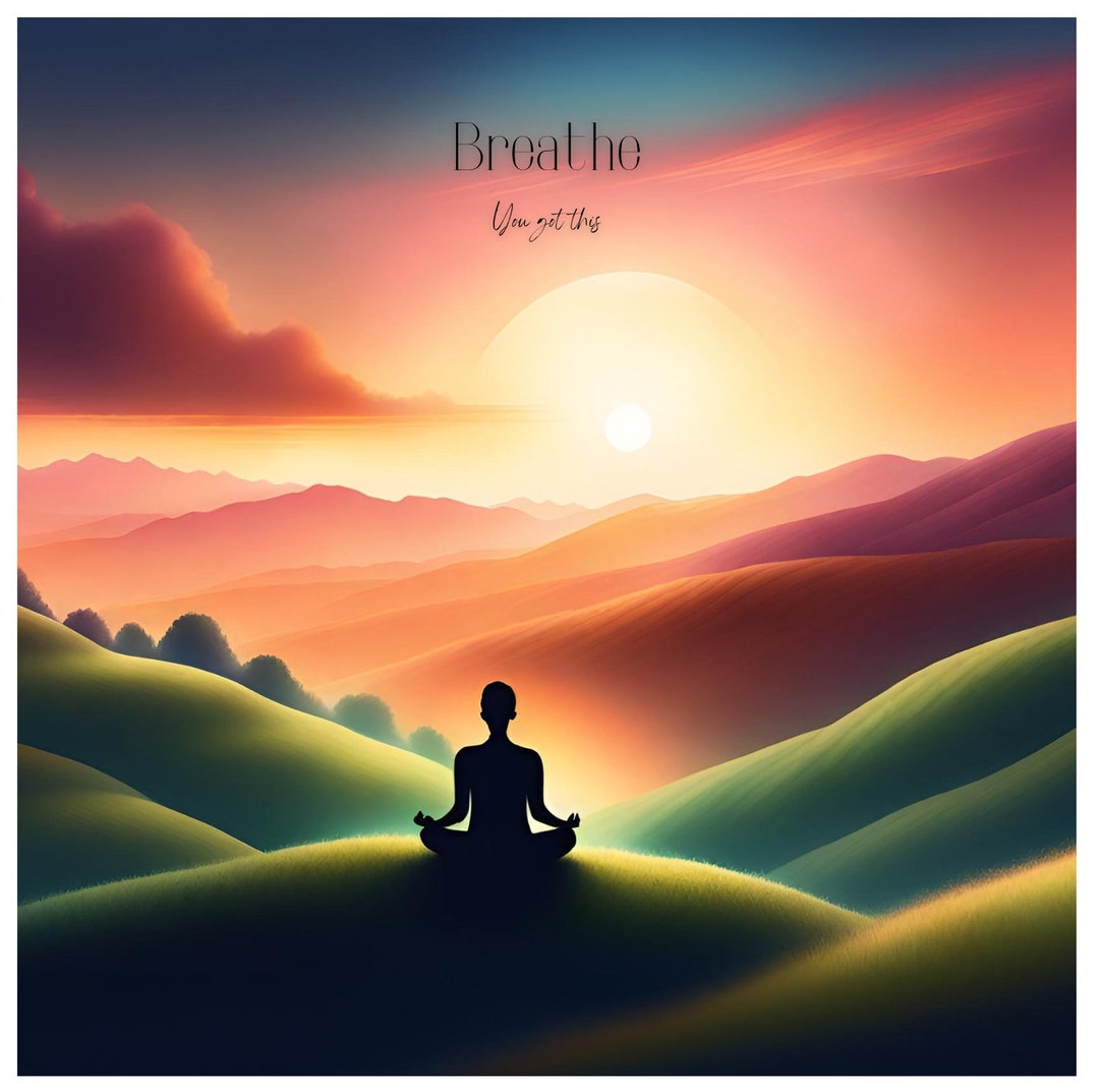 Motivational Poster in Pink and Gold Zen Artwork Calming Sunset Digital ...