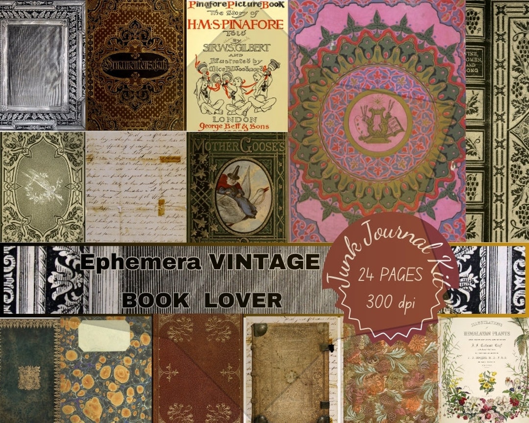 Book Lover Vintage Digital Download Printful Giftful Papers Junkjournal ...