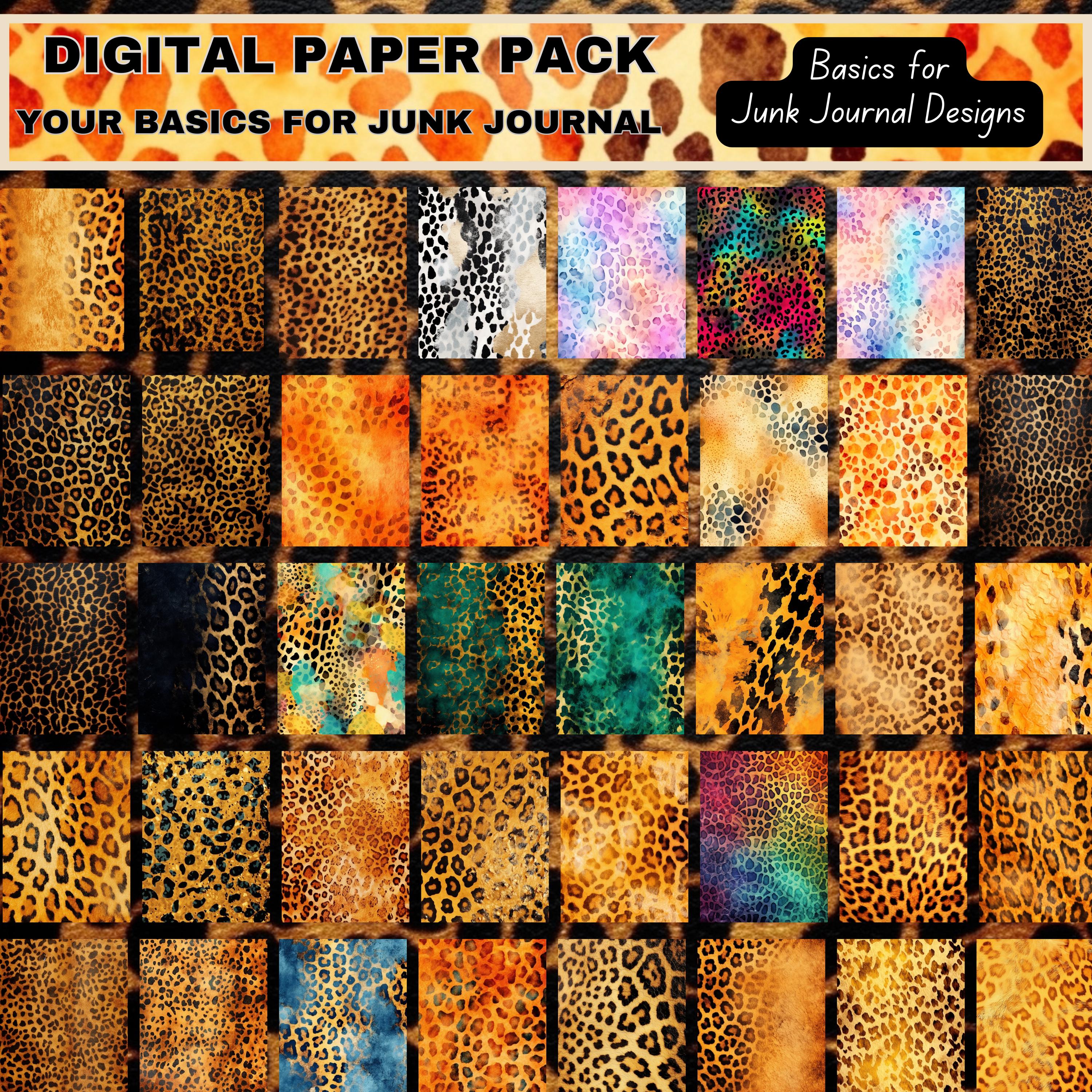 Junkjournaling Seamless Leopard Print Digital Paper, Warm Brown Gold ...
