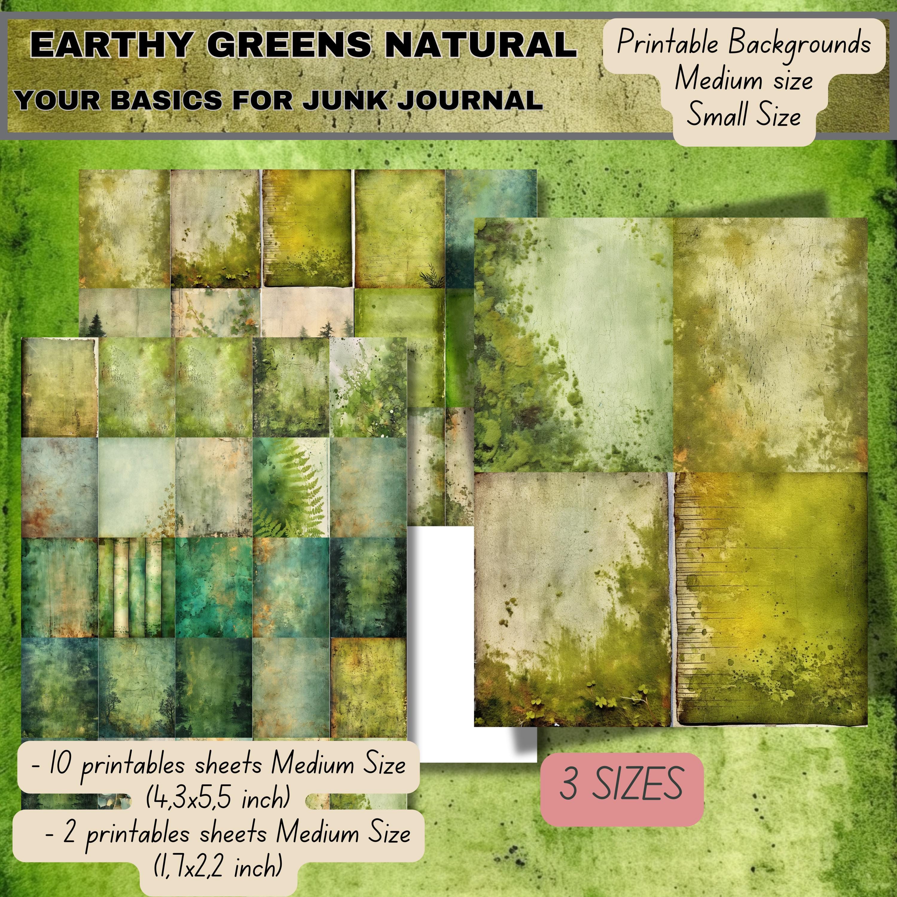 Earthy Greens Distressed Digital Paper Botanical-inspired Vintage ...