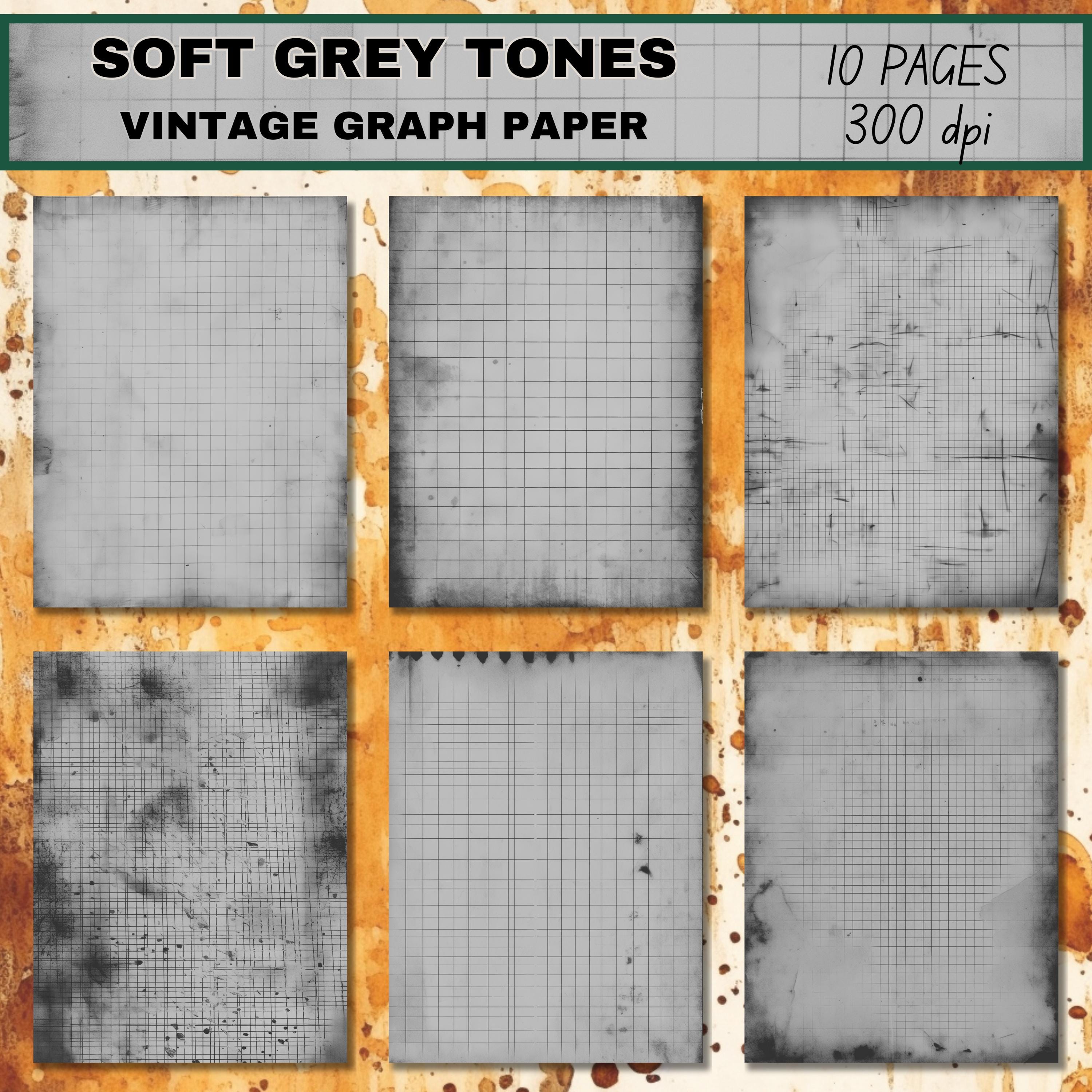 Junkjournal Kit Grey Vintage Graph Paper Digital Neutral Aged Printable ...