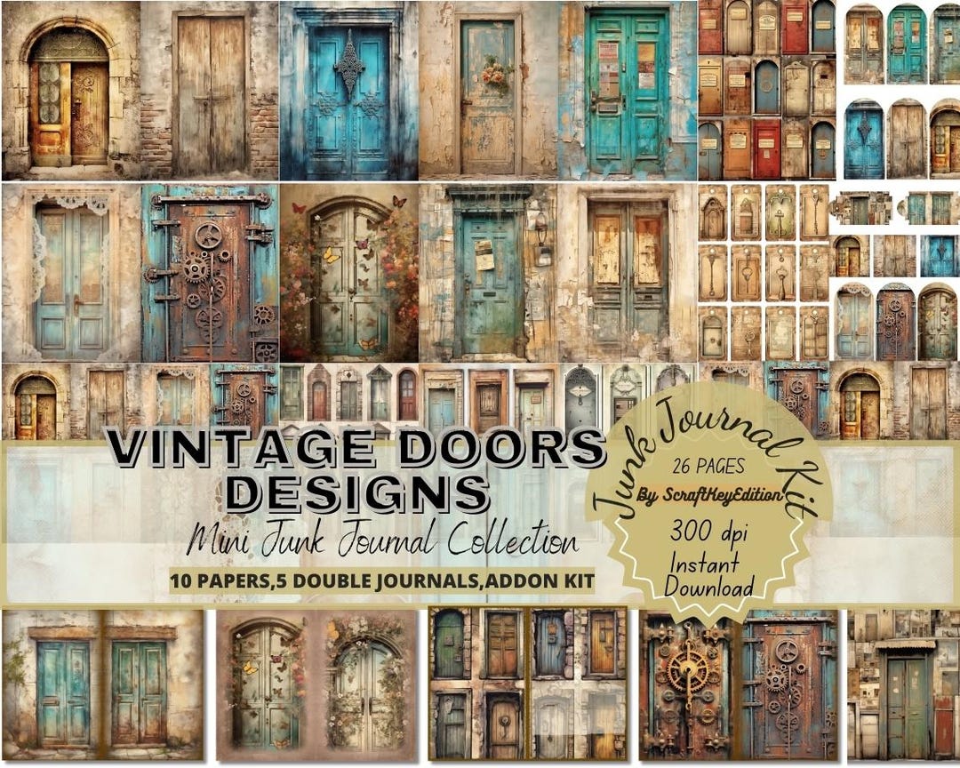 Rustic Vintage Doors Printable Junk Journal Kit Grunge Ephemera Mini ...