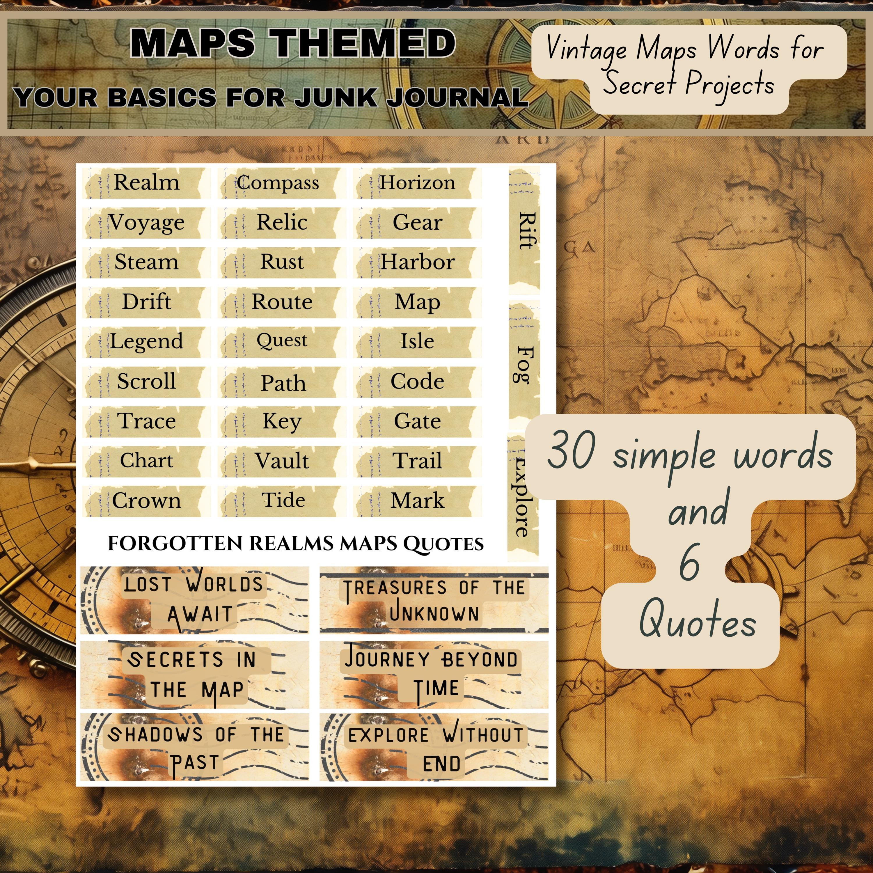 Junk Journal Maps, Steampunk Vintage Journal Pages, Junk Journal Supply ...