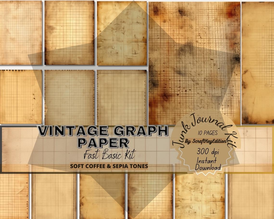 Junkjournal Kit Printable Vintage Graph Paper Digital Coffee-stained ...