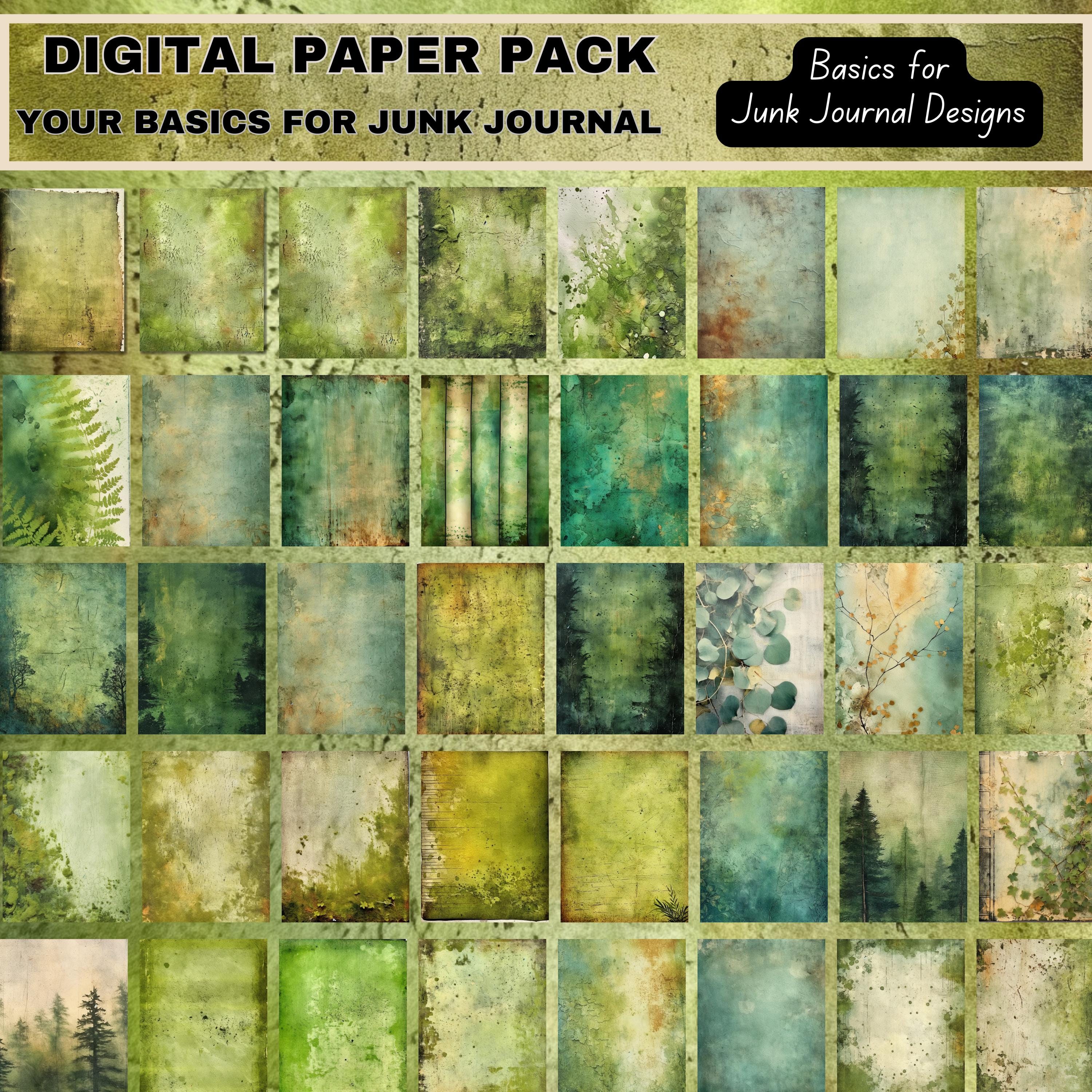 Earthy Greens Distressed Digital Paper Botanical-inspired Vintage ...