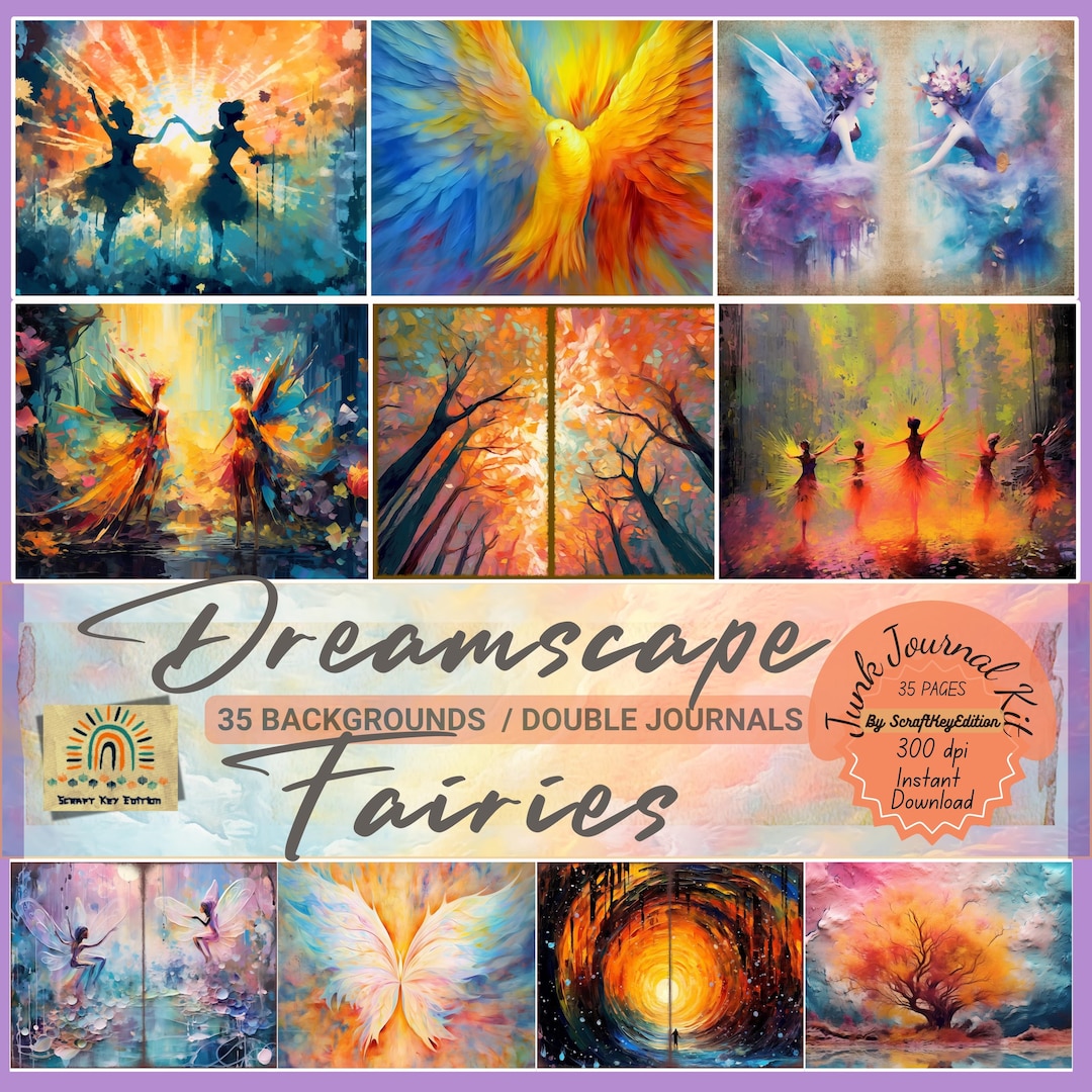 Abstract Fairy Junkjournal, Painterly Fairy Background, Whimsical Fairy ...