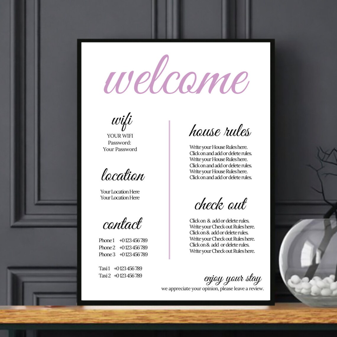 Airbnb WELCOME SIGN, TEMPLATE for Rental Home, Airbnb Sign for Guest ...
