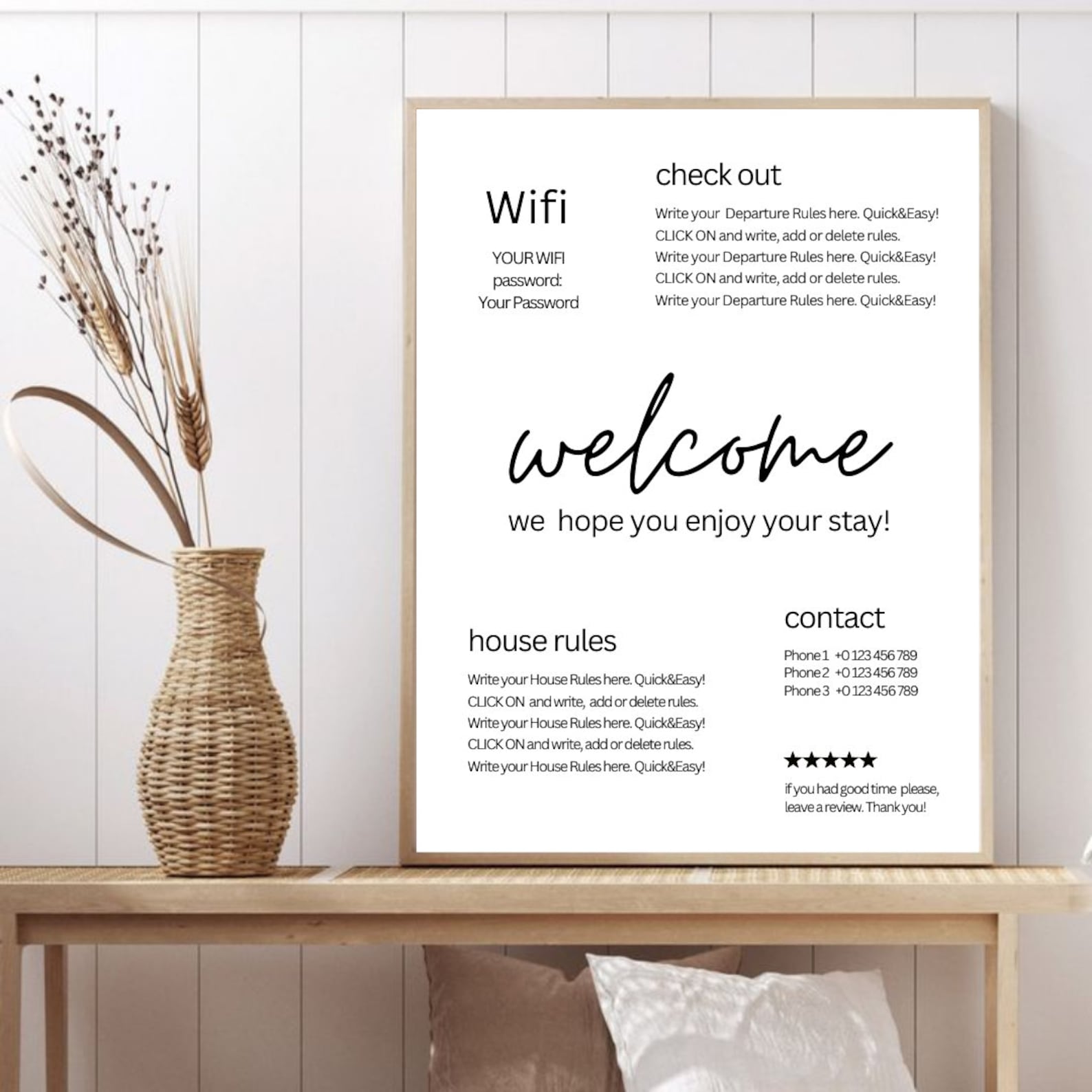 Airbnb Sign, WELCOME SIGN TEMPLATE for Rental Home, Tenant Sign, Guest ...