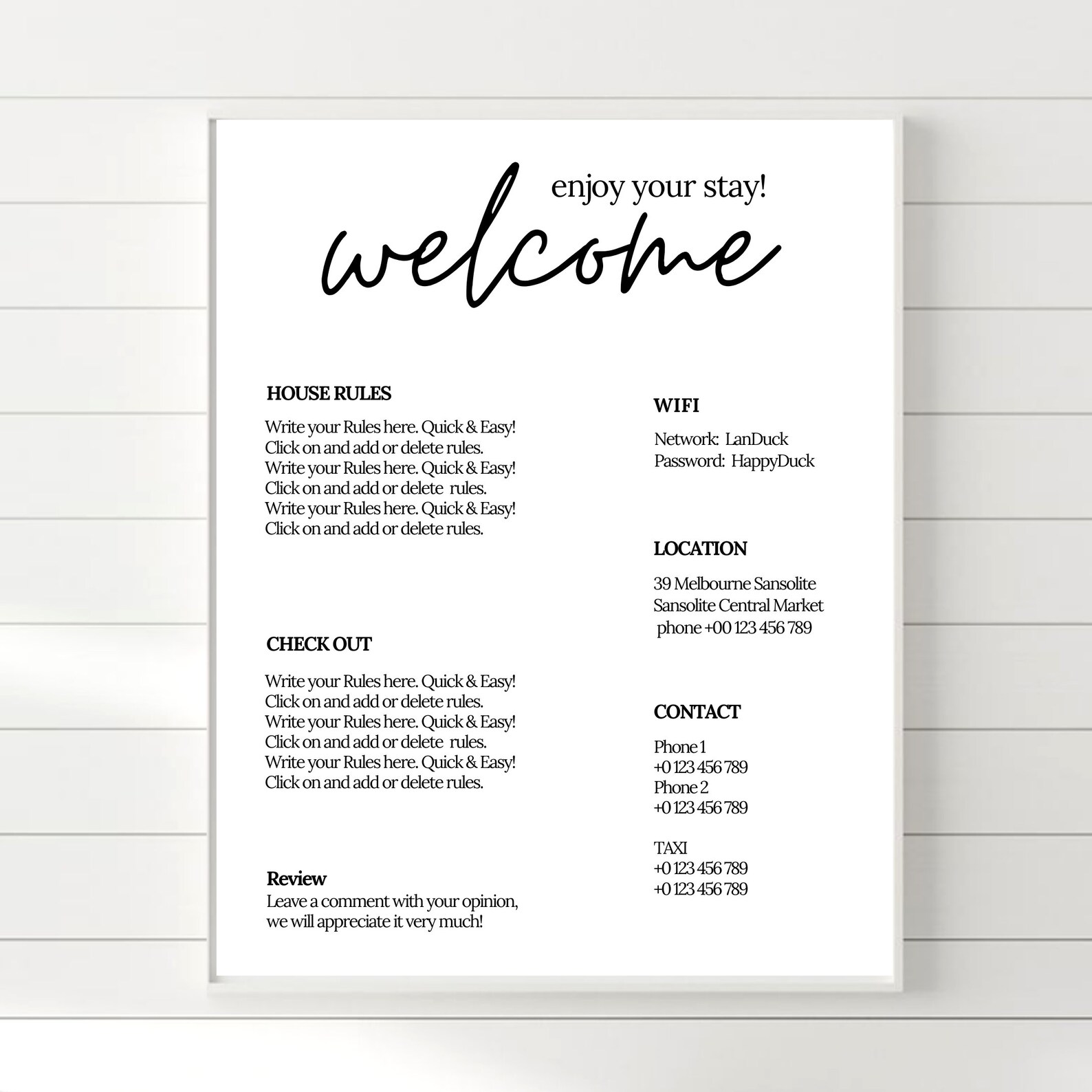 Airbnb WELCOME TEMPLATE Rental House, Airbnb Sign, Beach House Rules ...