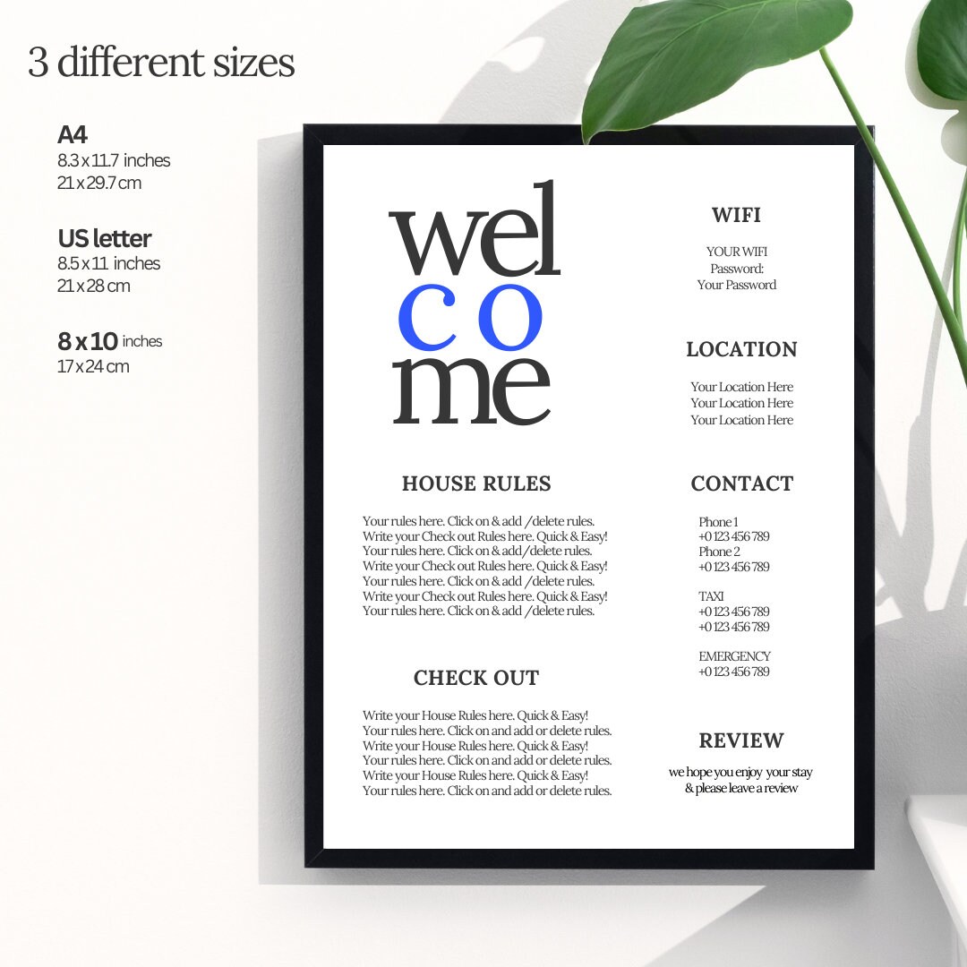 Airbnb WELCOME SIGN Template Rental Home. Beach Condo Rules. Beach ...