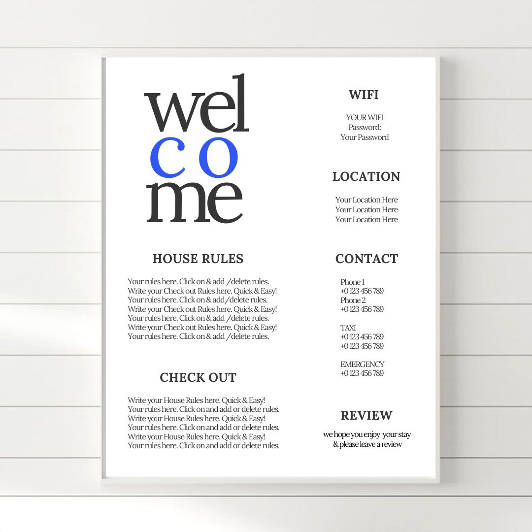 Airbnb WELCOME SIGN Template Rental Home. Beach Condo Rules. Beach ...