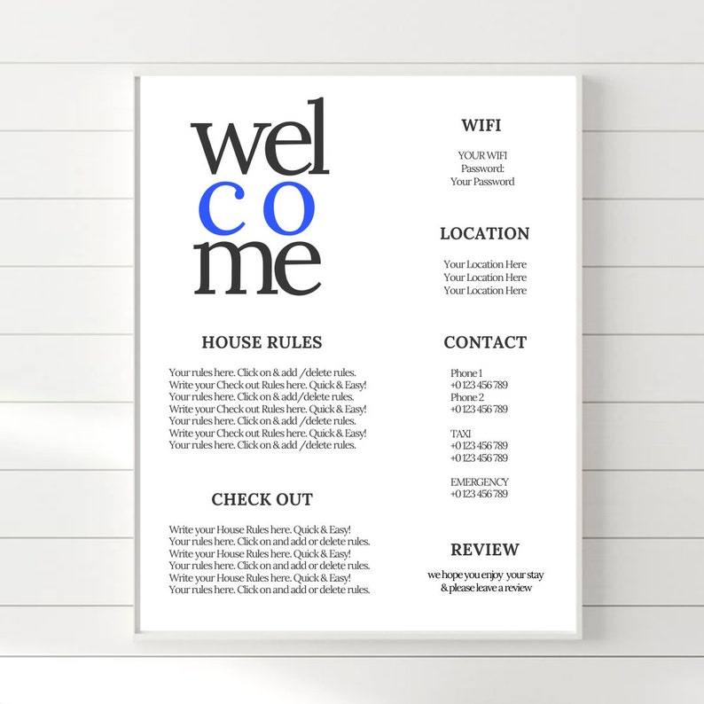 Airbnb WELCOME SIGN Template Rental Home. Beach Condo Rules. Beach ...
