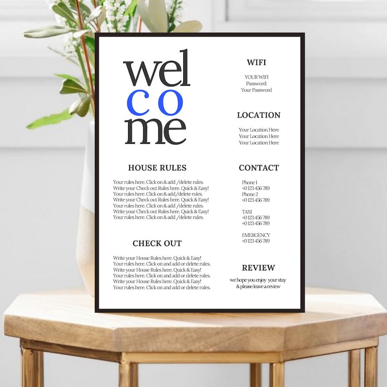 Airbnb WELCOME SIGN Template Rental Home. Beach Condo Rules. Beach ...