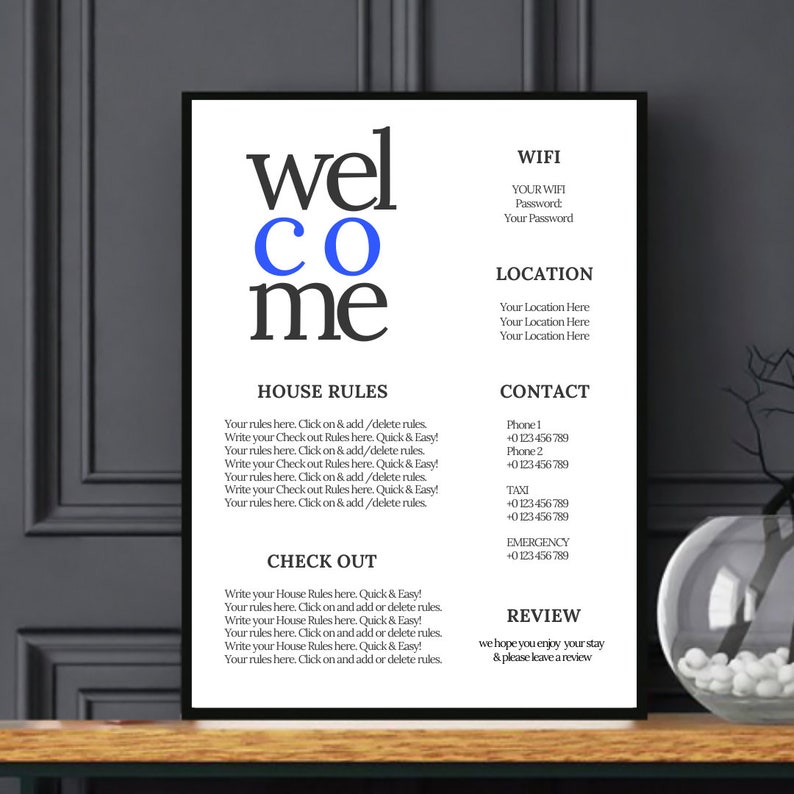 Airbnb WELCOME SIGN Template Rental Home. Beach Condo Rules. Beach ...