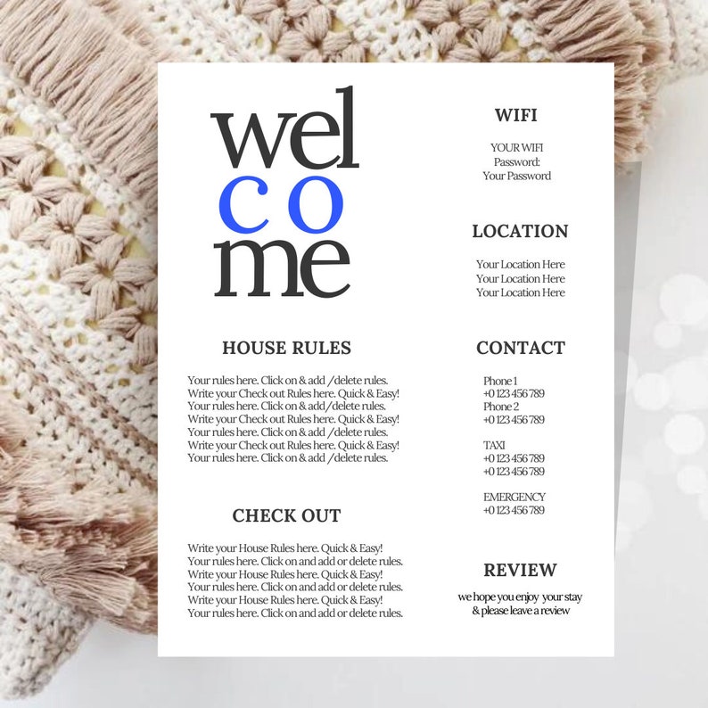 Airbnb WELCOME SIGN Template Rental Home. Beach Condo Rules. Beach ...