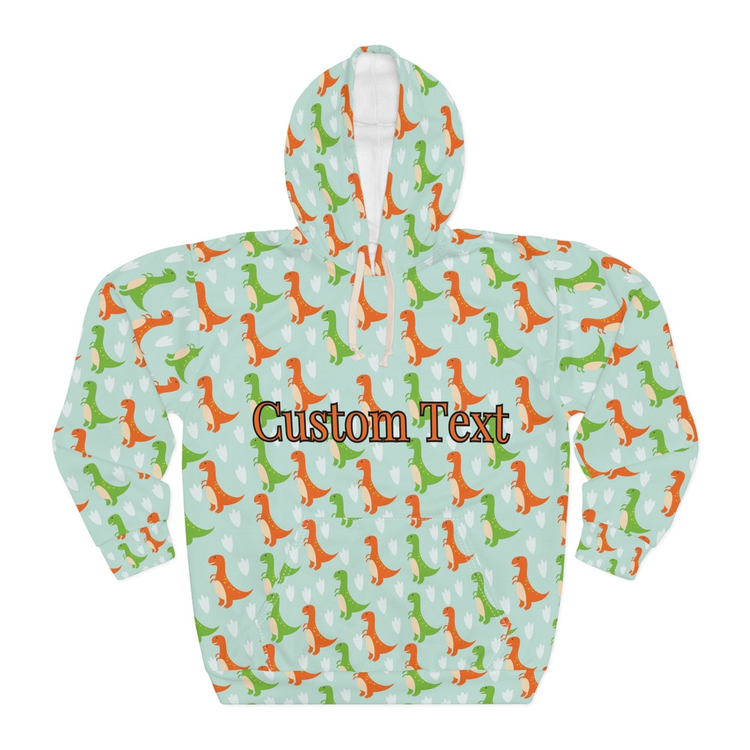 Personalized Dinosaur All Over Print Hoodie Custom Dino Design Pullover ...