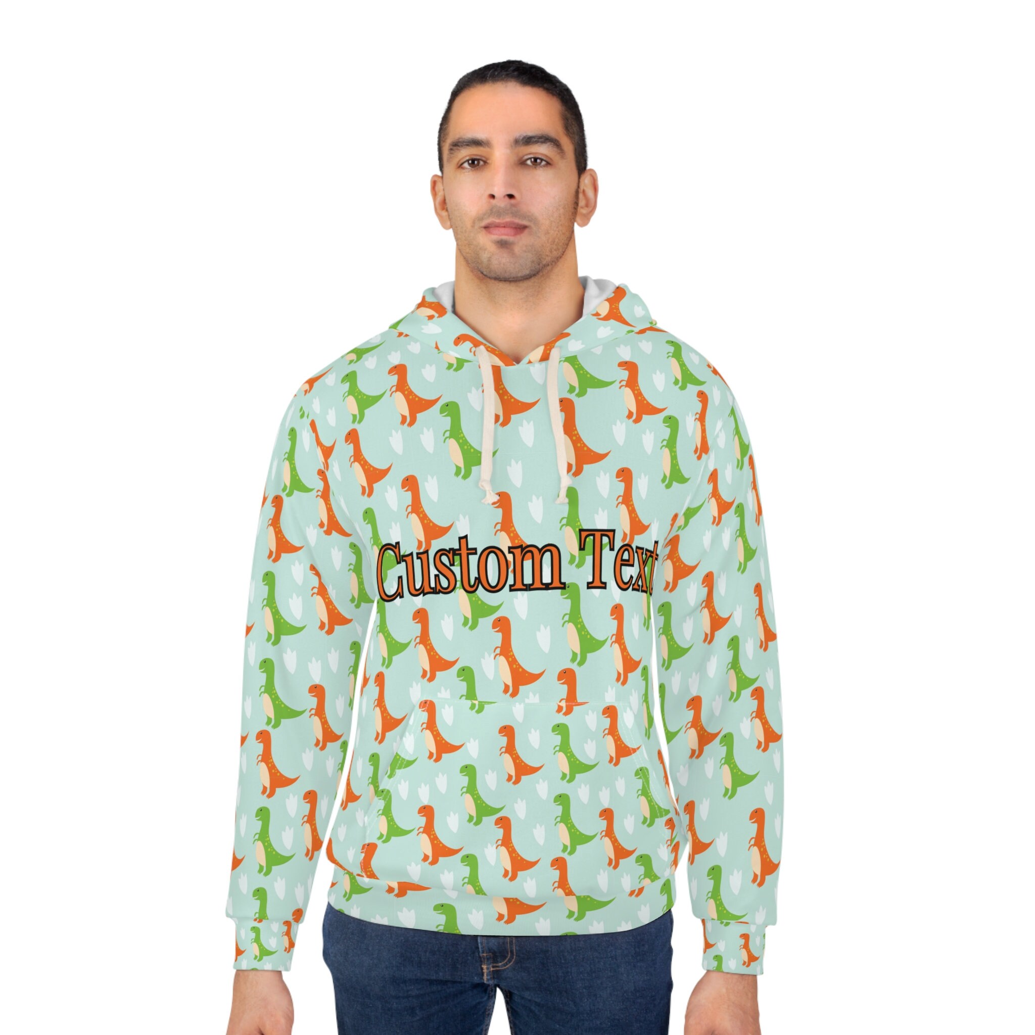 Personalized Dinosaur All Over Print Hoodie Custom Dino Design Pullover ...