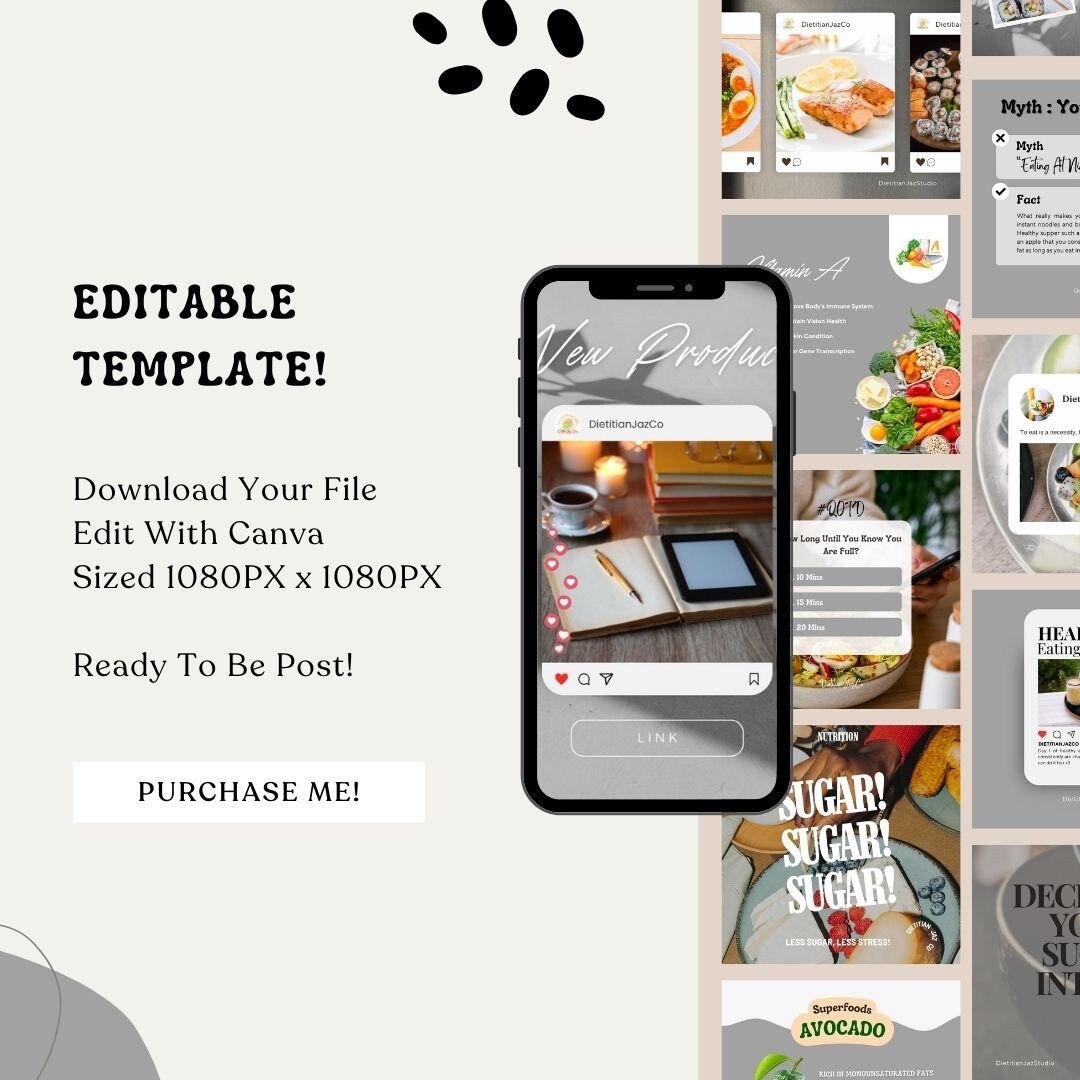 65 Nutrition Instagram Post Template : Nutrition Guide, Ready Made ...