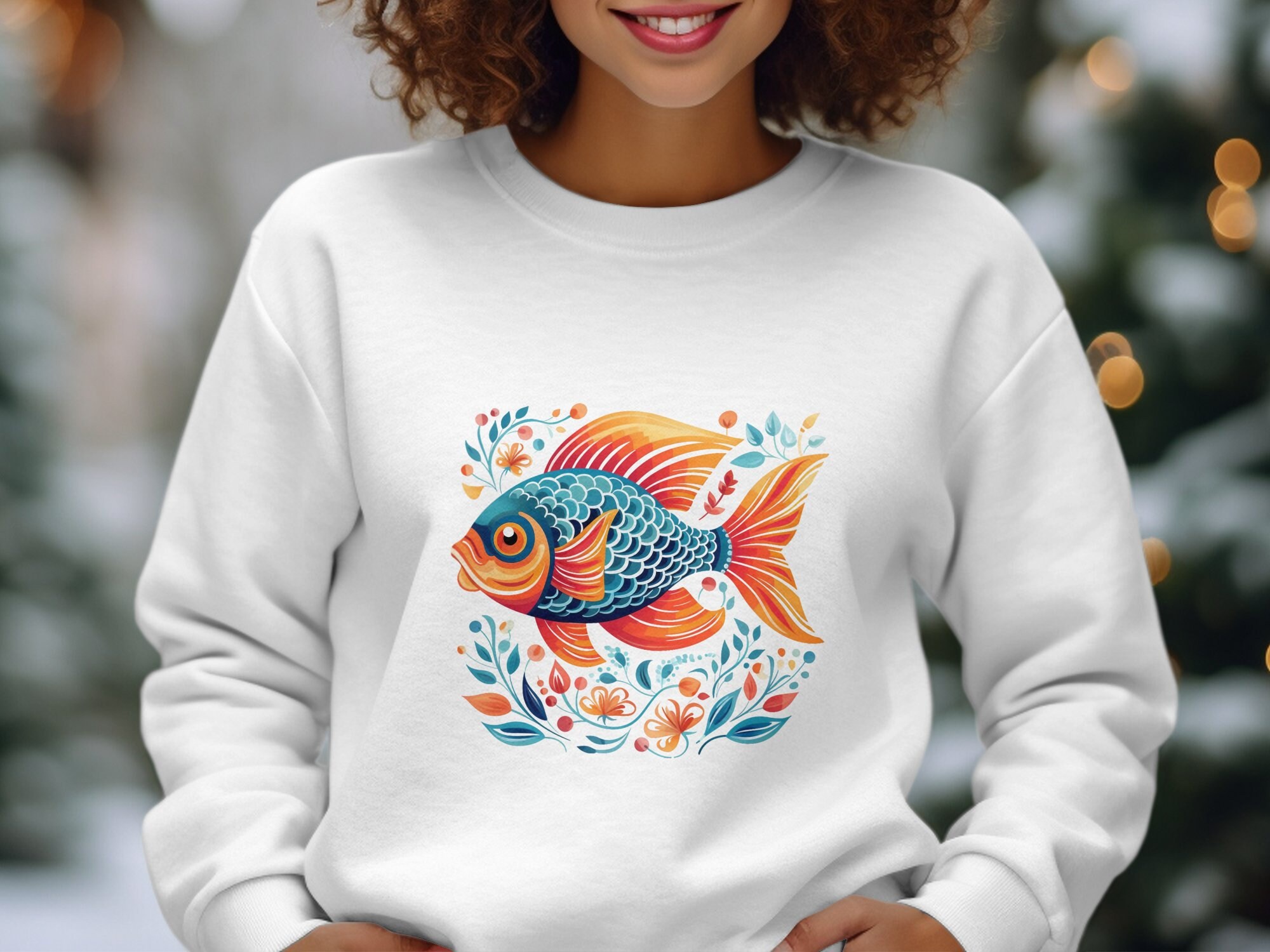 Scandinavian Folk Art Fish , Clipart PNG Files Instant Download ...