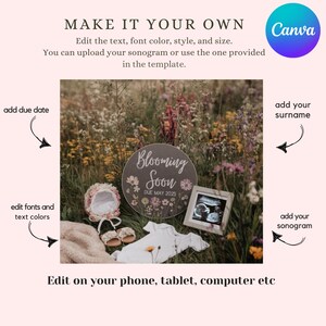 Wildflower Pregnancy Announcement \ Digital Baby Announcement \ Gender ...