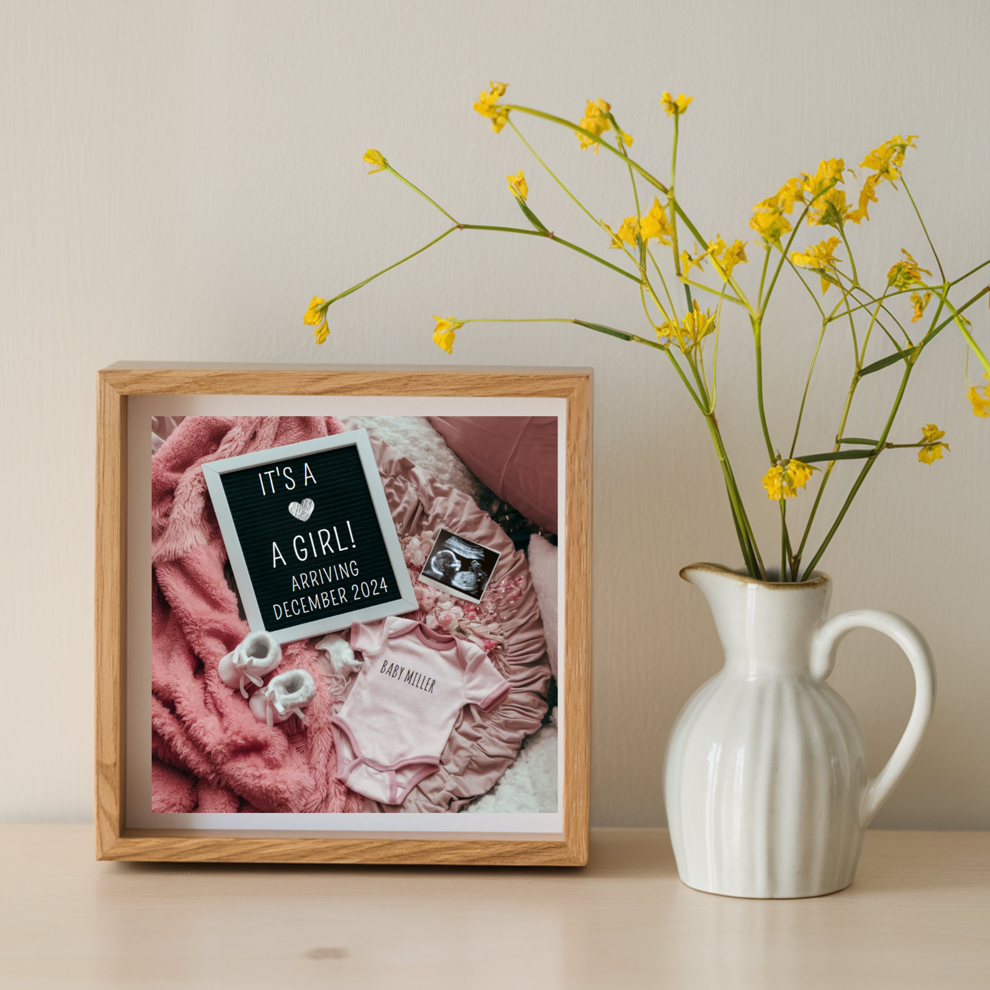 Girl Pregnancy Announcement Digital Baby Announcement Girl Gender ...