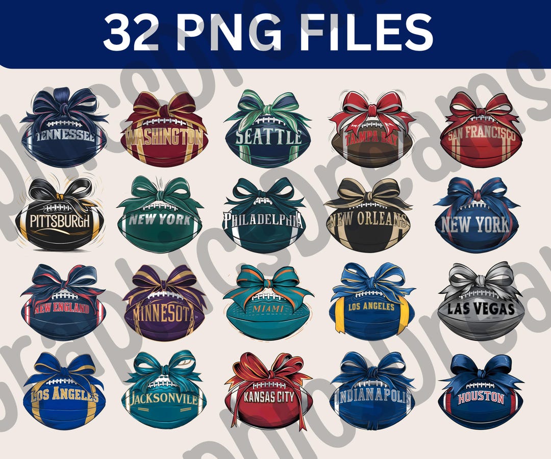 Football Bows PNG Bundle | Team Spirit Clipart (digital Download) - Etsy