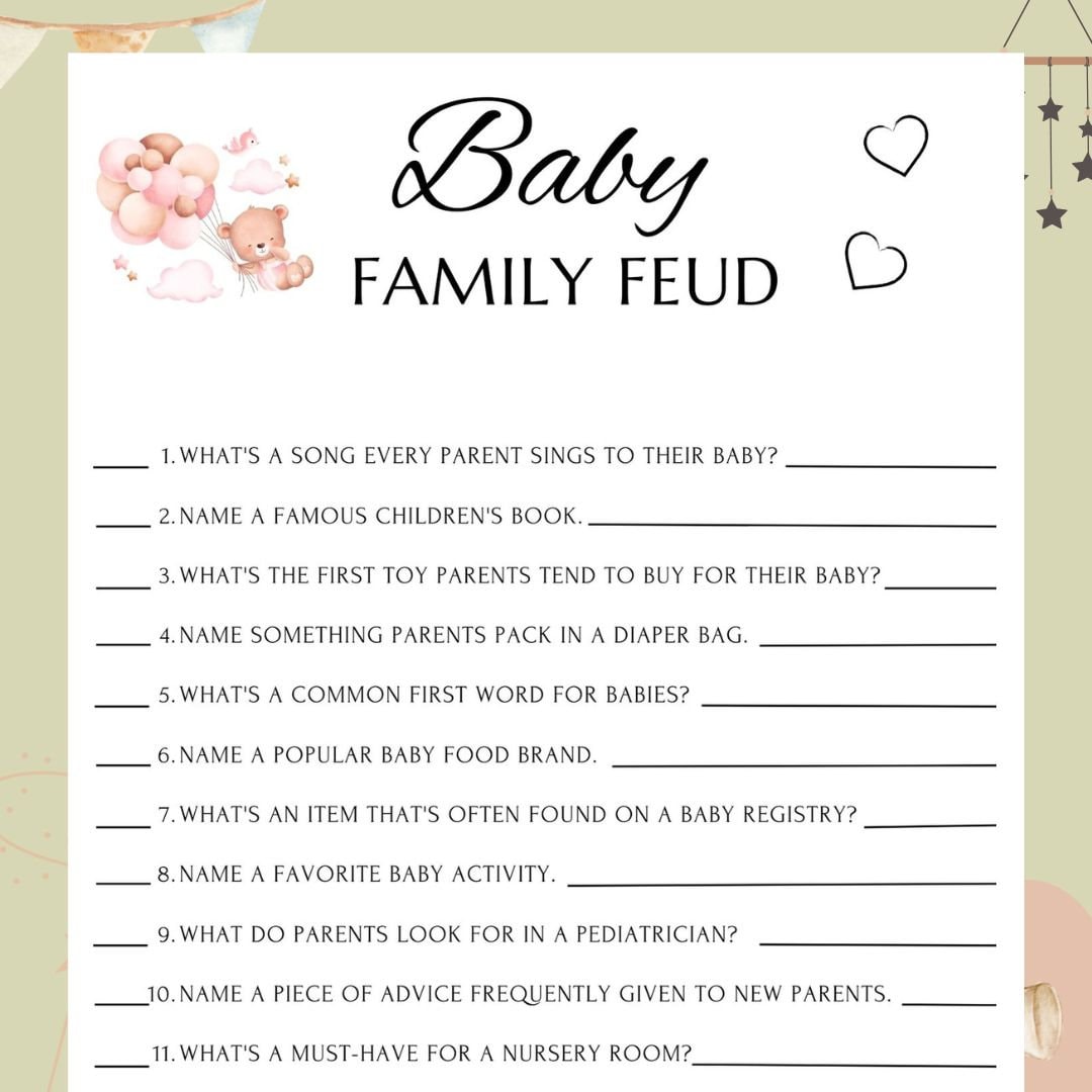 Baby Shower Game Family Feud Baby Shower Games Printable Family Feud ...