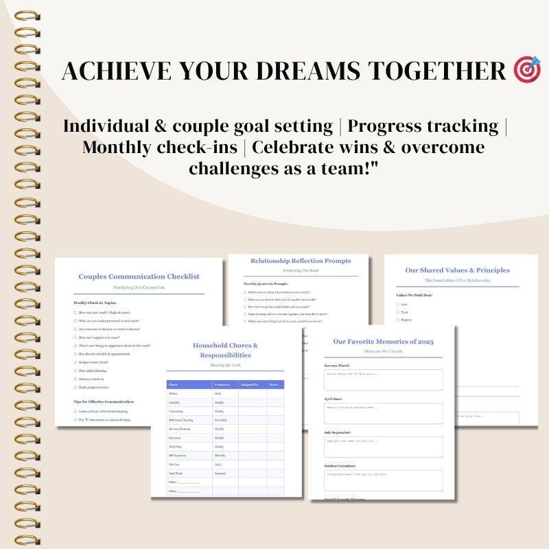 Couples Yearly Planner 2025: Relationship Goal Tracker (printable PDF ...